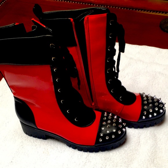 Shoes | Insanely Fabulous Red Boots With Spiked Toes | Poshmark